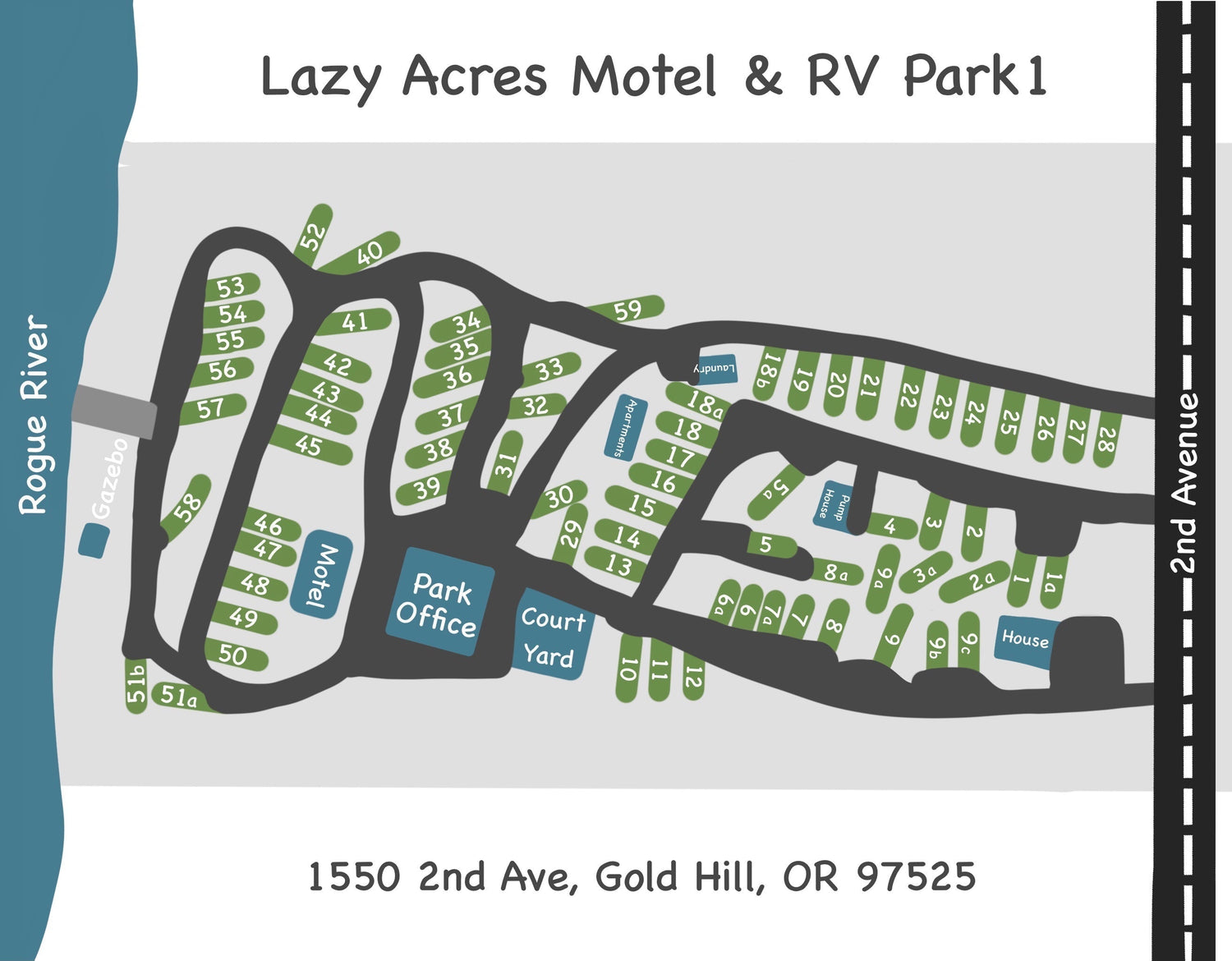 Park Map – Lazy Acres Motel & RV Park
